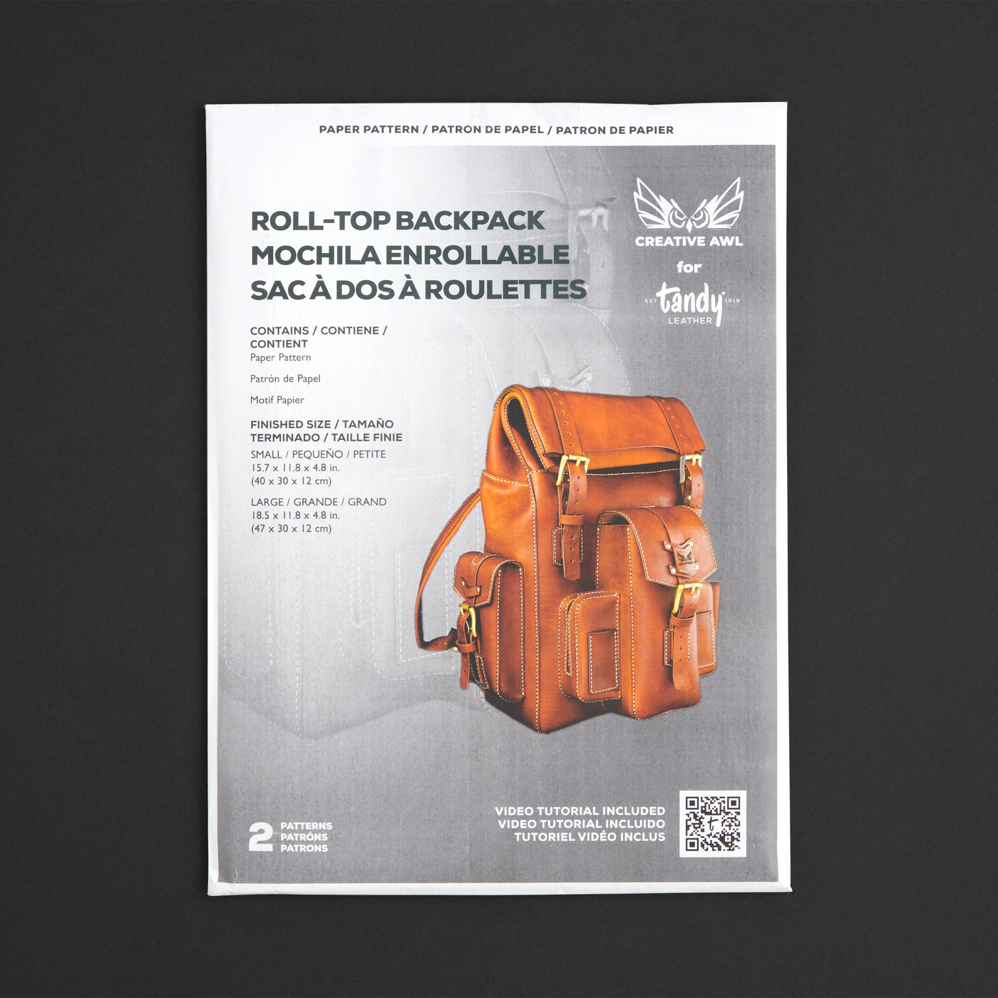 Creative Awl Roll Top Backpack Paper Pattern — Tandy Leather Canada
