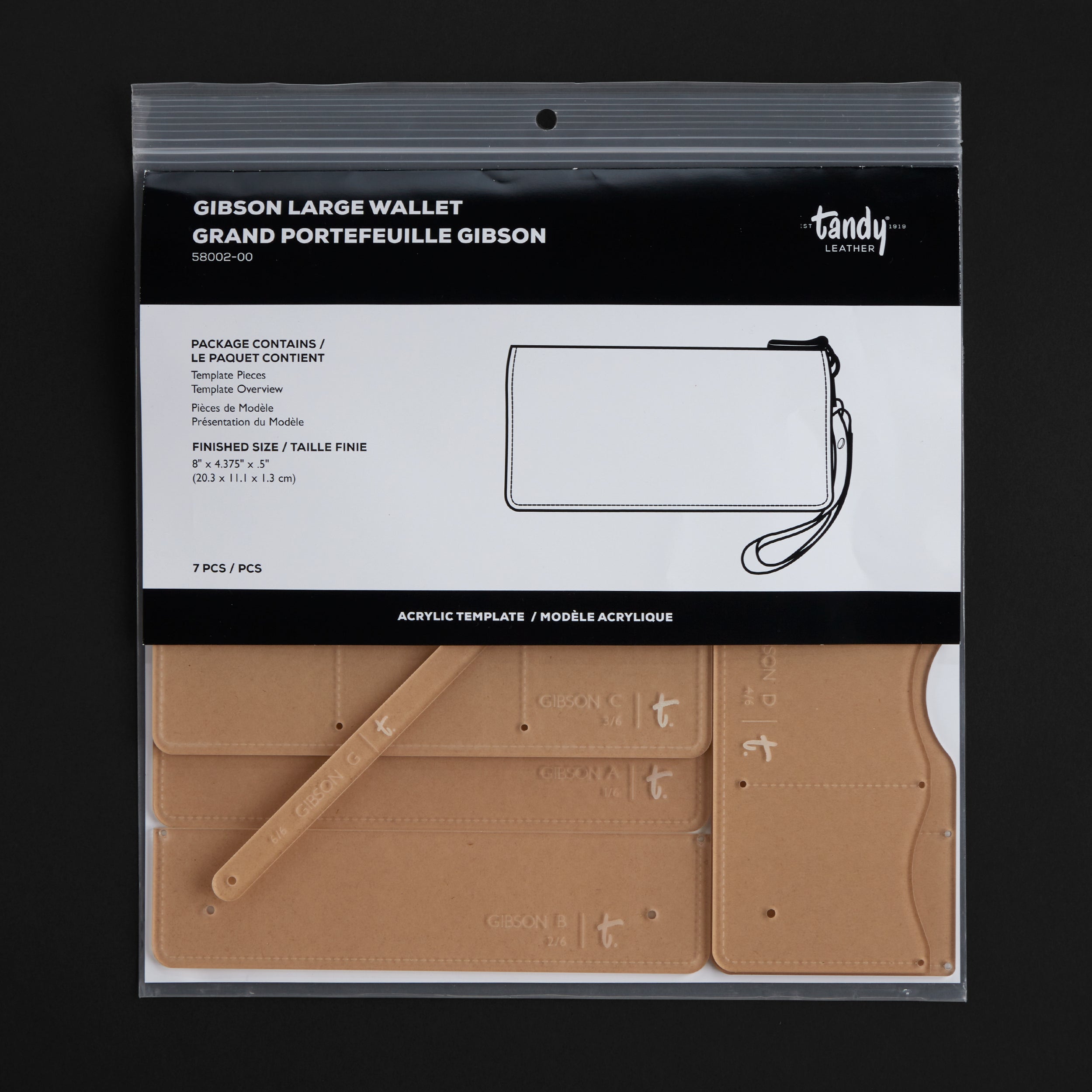 Gibson Large Wallet Acrylic Template | Tandy Leather — Tandy Leather Canada